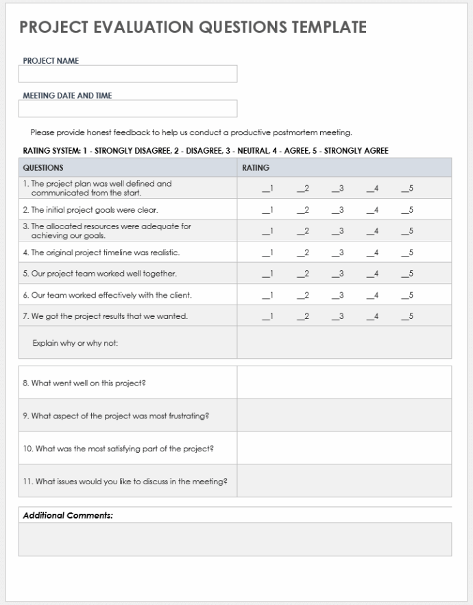 End of Project Evaluation Report Template