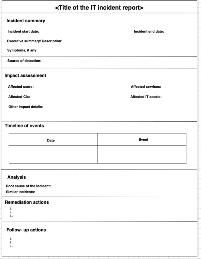 It Outage Incident Report Template