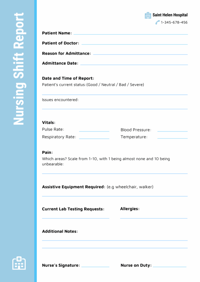 Nurse Shift Change Report Template
