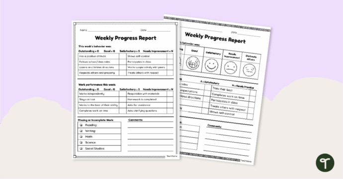 Student Weekly Progress Report Template