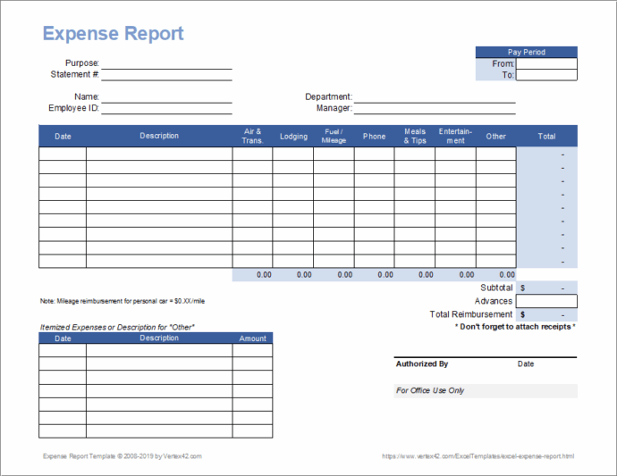 Travel and Expense Report Template