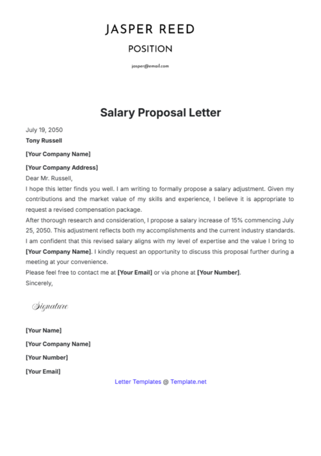 Compensation Proposal Salary Proposal Template