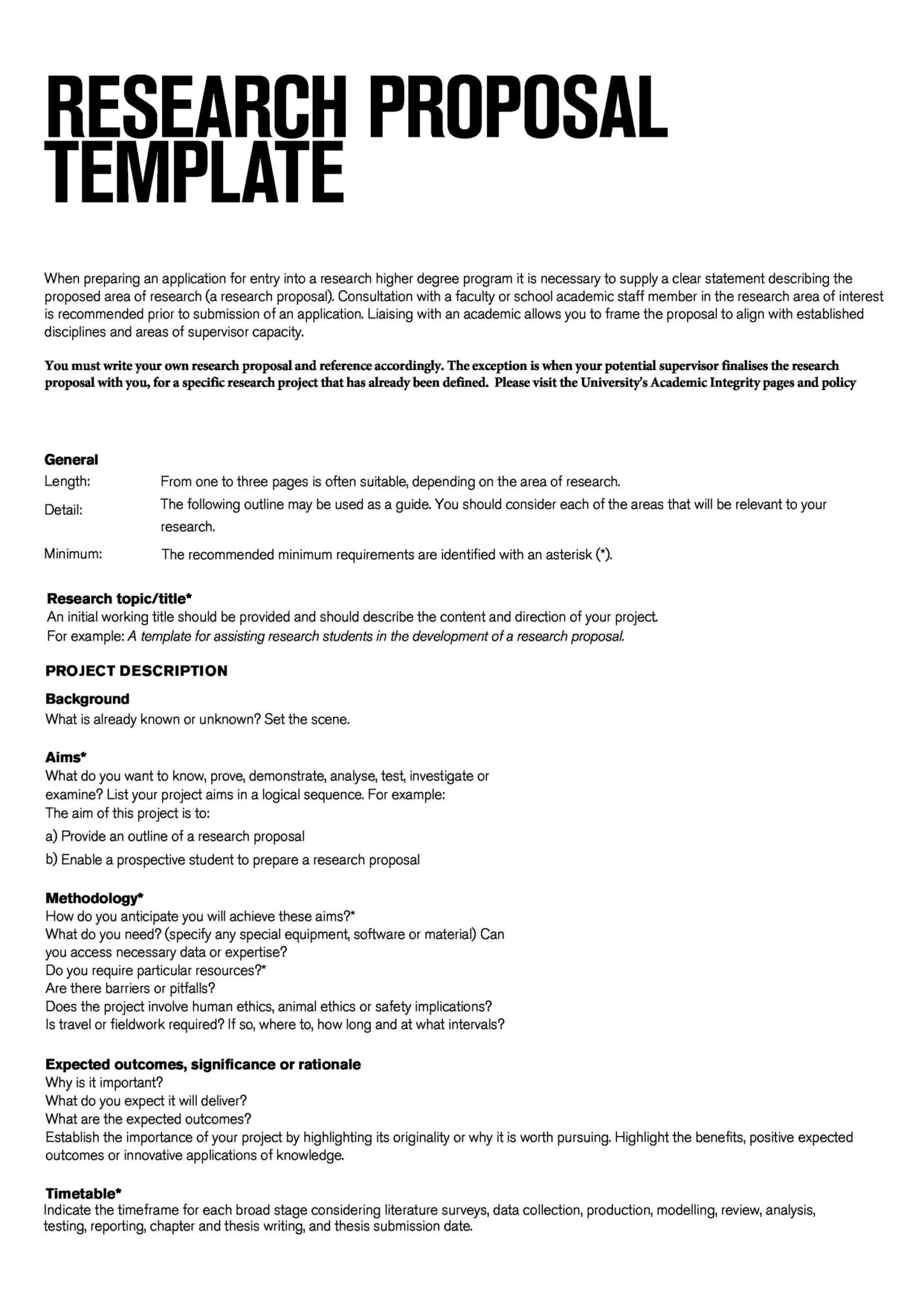 Scientific Research Project Proposal Template